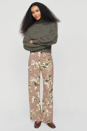 Maeve Colette Wide-leg Pants - Brown Pattern
