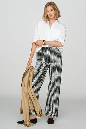 Maeve Colette Wide-leg Pants - Ivory Pattern