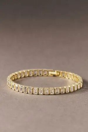 Shashi Emerald Cut Baguette Tennis Bracelet - Gold