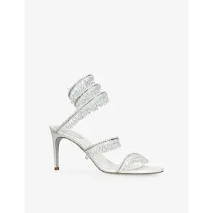 Rene Caovilla Chandelier 80 Satin Heeled Sandals - White