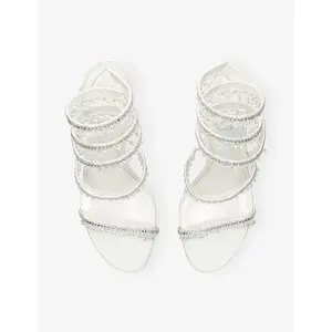 Rene Caovilla Chandelier 80 Satin Heeled Sandals - White