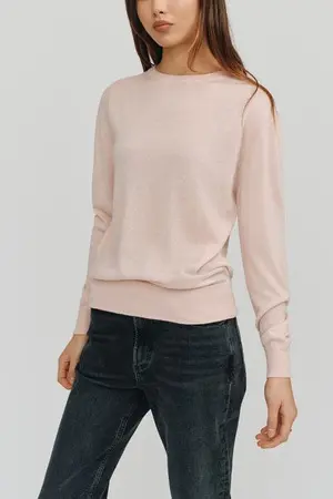 KATHRYN MCCARRON Marguerite Paper Thin Cashmere Sweater - Blush