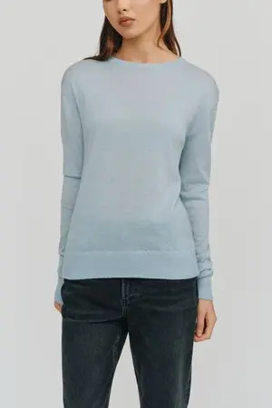 KATHRYN MCCARRON Marguerite Paper Thin Cashmere Sweater - Sky