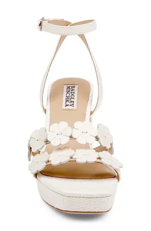Badgley Mischka Waverly Platform Sandals - Cream Leather