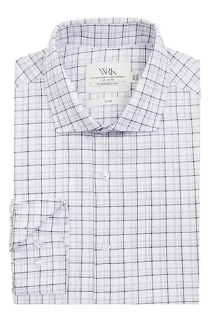 W.R.K Slim Fit Plaid Reworked Dress Shirt - White/grey