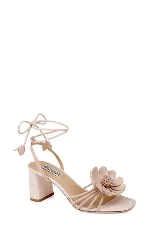 Badgley Mischka Wallflower Ankle Wrap Sandal Nude Suede
