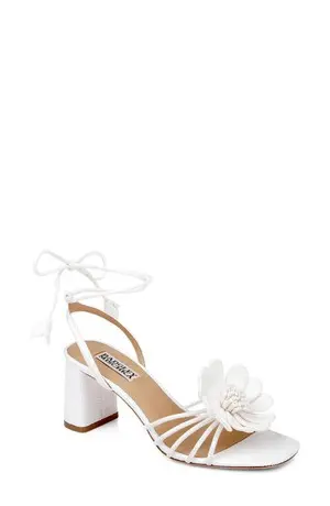 Badgley Mischka Wallflower Ankle Wrap Sandal White Suede