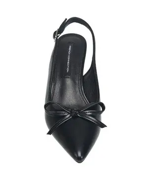 French Connection Brinny Small Bow Kitten Heel Slingback - Black