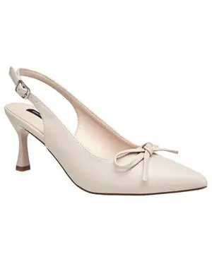 French Connection French Connection Brinny Small Bow Kitten Heel Slingback Nude