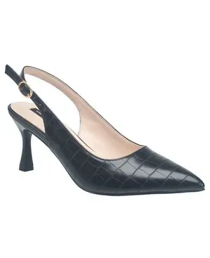 French Connection Brenna Croc Effect Slingback Heels With Sculptural Mid Heel