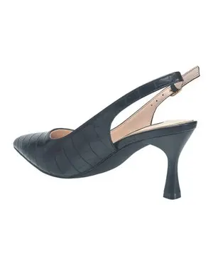French Connection Brenna Croc Effect Slingback Heels With Sculptural Mid Heel