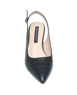 French Connection Brenna Croc Effect Slingback Heels With Sculptural Mid Heel