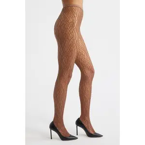 HIGH HEEL JUNGLE Web Fishnet Tights - Mocha Brown