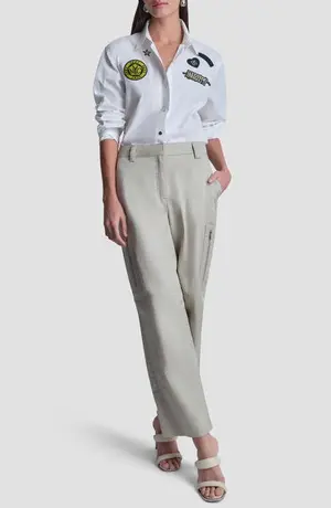 Dkny Stretch Cotton Poplin Cargo Pants - Pebble