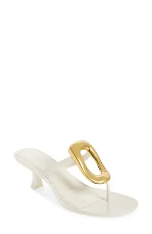 Jeffrey Campbell Linq Up Slide Sandals - Cream Gold