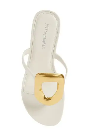 Jeffrey Campbell Linq Up Slide Sandals - Cream Gold