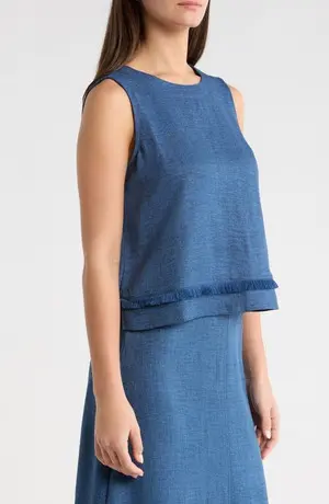 Vince Camuto Tiered Fringe Trim Top