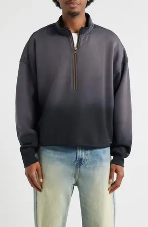 ELWOOD Oversized Raw Edge Quarter Zip Pullover