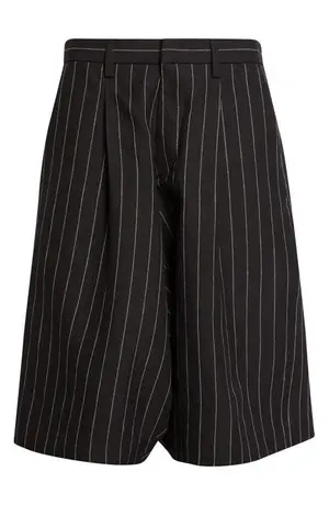 R13 Pinstripe Wool & Linen Shorts