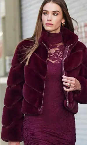 Generation Love Brianna Faux Fur Jacket - Red