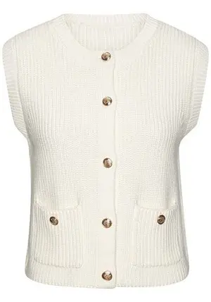 LASCANA Sleeveless Button-down Sweater Vest