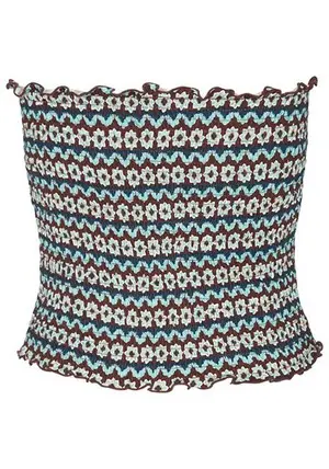 LASCANA Smocked Bandeau Top - Blue Multi