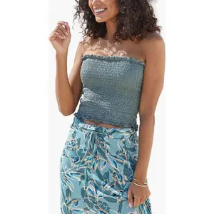 LASCANA Smocked Strapless Top - Teal