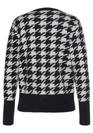 LASCANA Houndstooth Cardigan With Pearl Button