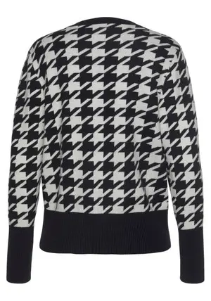 LASCANA Pearl Button Houndstooth Cardigan