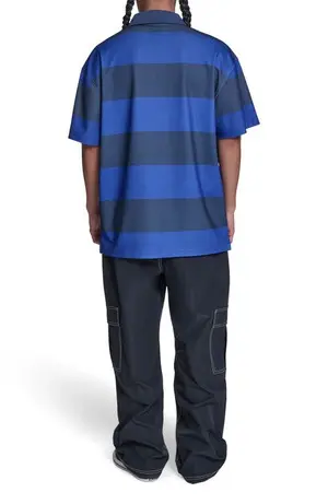 CONVERSE Retro Striped Short Sleeve Polo Shirt - Converse Blue Multi