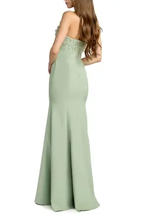 Mac Duggal Strapless Embellished Crepe Mermaid Gown