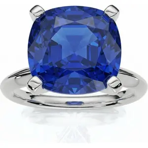 BLISS DIAMOND Carat Cushion Blue Sapphire Solitaire Ring - 14k White Gold