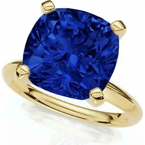 BLISS DIAMOND Carat Cushion Blue Sapphire Solitaire Ring - 14k Yellow Gold