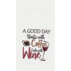 C&F HOME Good Day Starts With Coffee" Waffle Weave Dishtowel - Red