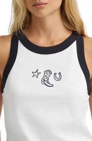 Wrangler Western Embroidered Ringer Tank