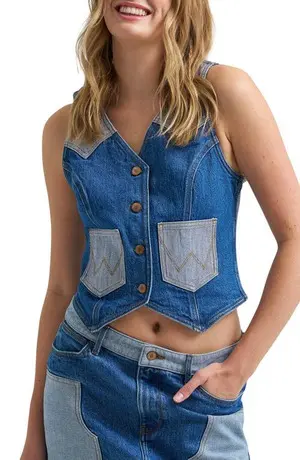 Wrangler Rodeo Print Denim Vest