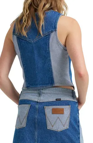 Wrangler Rodeo Print Denim Vest