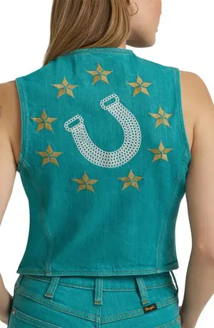 Wrangler X Lainey Wilson Embroidered Denim Vest