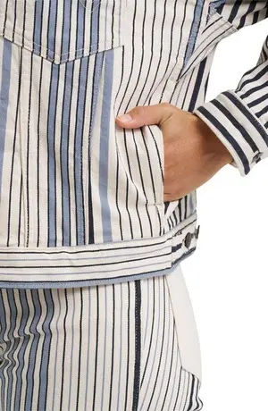 Wrangler Striped Denim Trucker Jacket - Multi Blue Stripe
