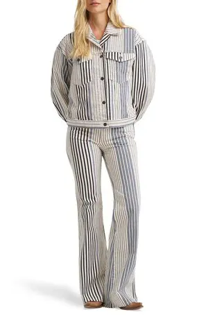 Wrangler Striped Denim Trucker Jacket - Multi Blue Stripe