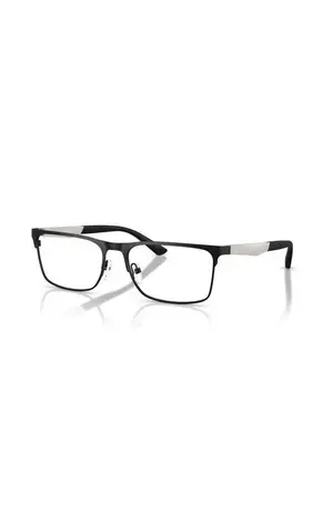 Emporio Armani 56mm Rectangle Eyeglasses - Black/silver
