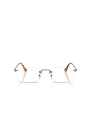 Persol 57mm Rectangle Rimless Optical Glasses - Grey