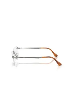Persol 57mm Rectangle Rimless Optical Glasses - Grey