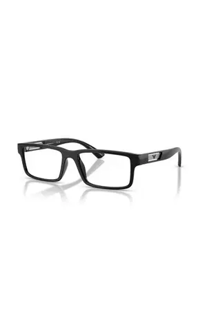 Emporio Armani 55mm Rectangle Full Rim Optical Glasses - Black/silver