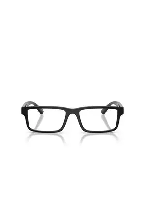 Emporio Armani 55mm Rectangle Full Rim Optical Glasses - Black/silver