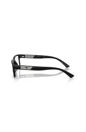 Emporio Armani 55mm Rectangle Full Rim Optical Glasses - Black/silver