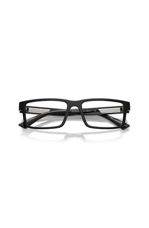 Emporio Armani 55mm Rectangle Full Rim Optical Glasses - Black/silver
