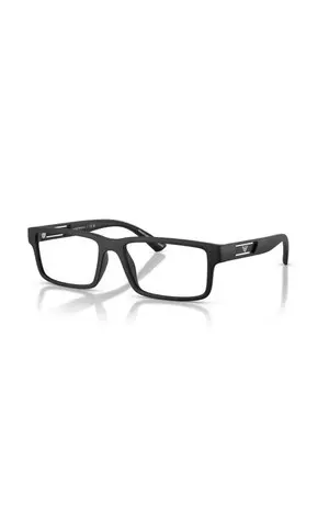 Emporio Armani 55mm Rectangle Full Rim Optical Glasses - Solid Black