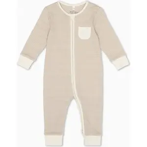 MORI Two-way Zip-up Romper - Oatmeal Stripe