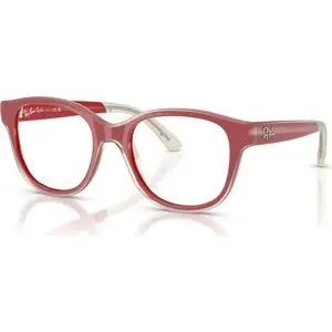 Ray-ban 46mm Square Full Rim Eyeglasses - Red
